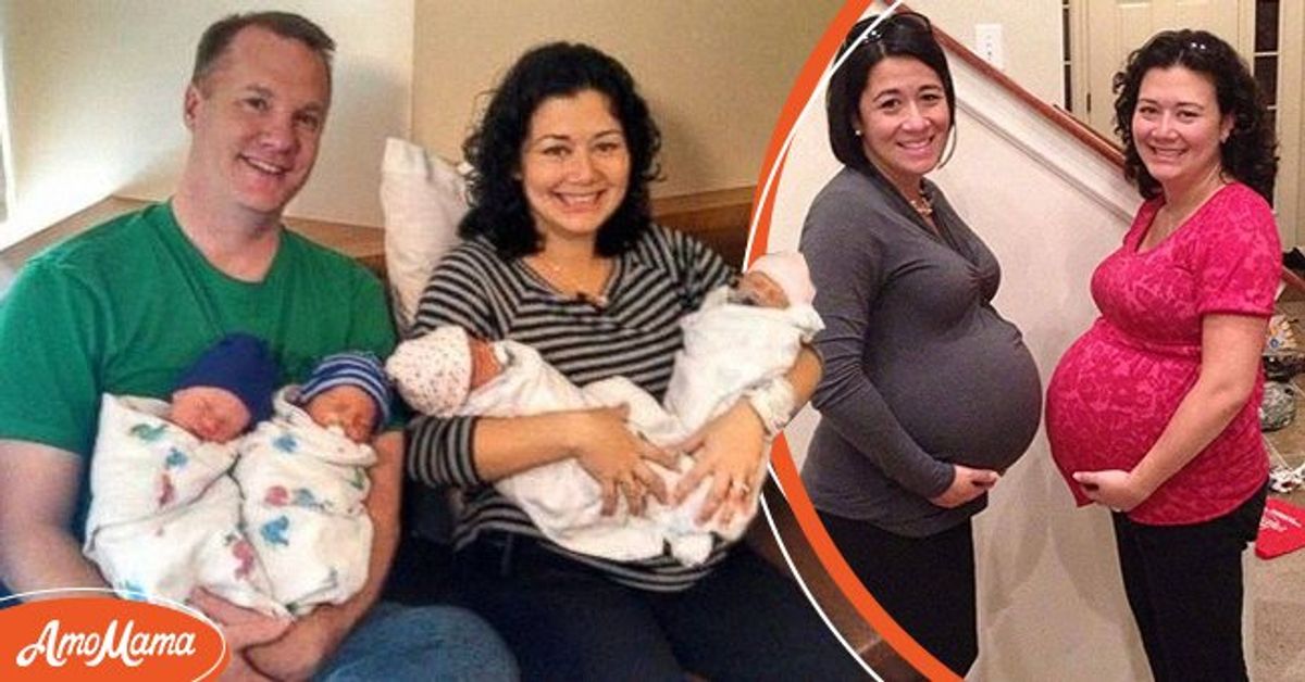 Zwei Schwestern bringen am selben Tag Vierlinge zur Welt, nachdem sie vom selben Mann schwanger ...